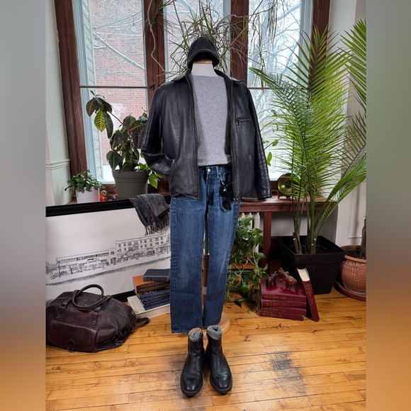 Bedoya&Sly | Jackets & Coats | Work Leather Jacket Large Black Vintage ...